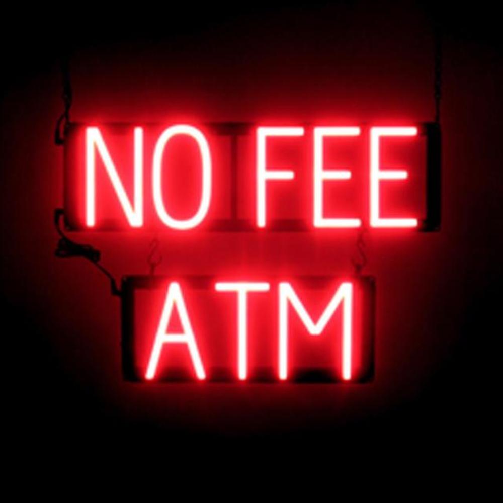 SpellBrite NO FEE ATM Sign | Neon Sign Look, LED Light | 21.5" x 15.0 ...