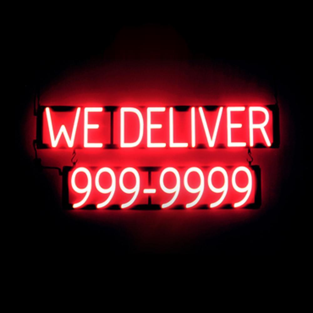 SpellBrite WE DELIVER 7 DIGIT PHONE NUMBER Sign | Neon Look, LED Light ...