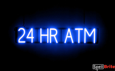 24 HR ATM LED Sign in Red, Neon Look