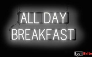 ALL DAY BREAKFAST LED Sign in Red, Neon Look