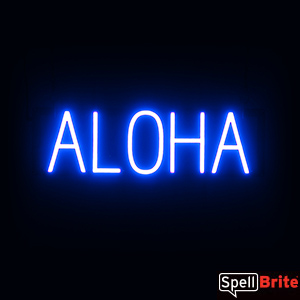 Blue LED ALOHA Sign, Neon Sign Appearance with LED Lights