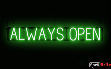 ALWAYS OPEN LED Sign in Red, Neon Look