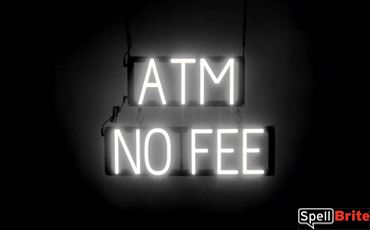 ATM NO FEE LED Sign in Red, Neon Look