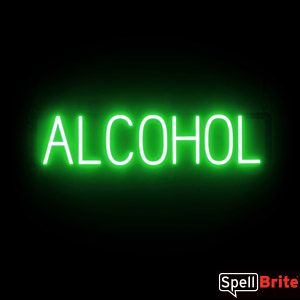 Green LED ALCOHOL Sign, Neon Sign Look with LED Lights