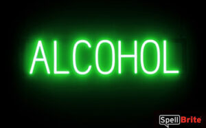 Red LED ALCOHOL Sign, Neon Sign Look with LED Lights