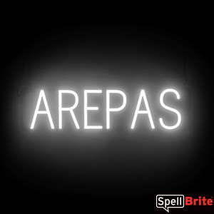 White LED AREPAS Sign, Neon Sign Look with LED Lights