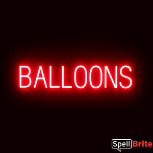 Red LED BALLOONS Sign, Neon Sign Look with LED Lights
