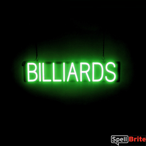 BILLIARDS LED Sign in Green, Neon Look