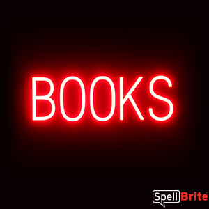 Red LED BOOKS Sign, Neon Sign Look with LED Lights