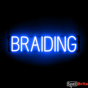 BRAIDING LED Sign in Blue, Neon Look
