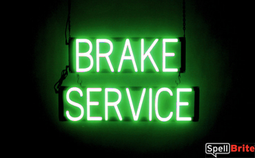 BRAKE SERVICE LED Sign in Red, Neon Look
