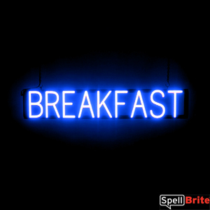 BREAKFAST LED Sign in Blue, Neon Look