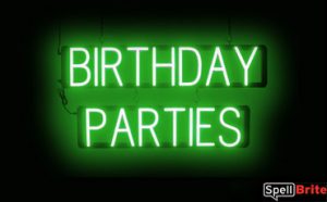 BIRTHDAY PARTIES LED Sign in Red, Neon Look