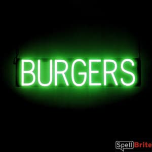 BURGERS LED Sign in Green, Neon Look