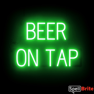 Neon-Like Green LED BEER ON TAP 2 Row Sign