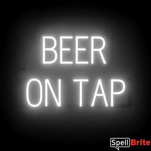 Neon-Like White LED BEER ON TAP 2 Row Sign