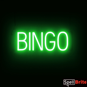 Green LED BINGO Sign, Neon Sign Look with LED Lights