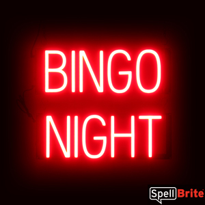 Red LED BINGO NIGHT Sign, Neon Sign Look with LED Lights