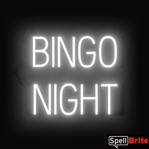 White LED BINGO NIGHT Sign, Neon Sign Look, LED Lights
