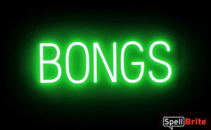 Red LED BONGS Sign, Neon Sign Look with LED Lights