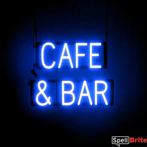 CAFE & BAR LED Sign in Blue, Neon Look