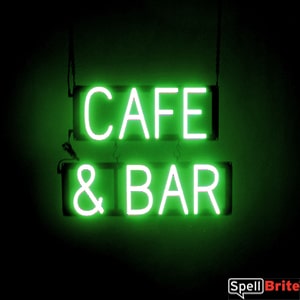 CAFE & BAR LED Sign in Green, Neon Look