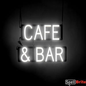 CAFE & BAR LED Sign in White, Neon Look