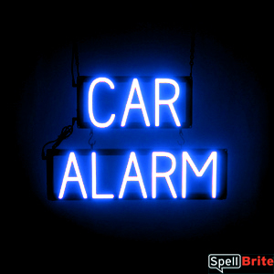 CAR ALARM LED Sign in Blue, Neon Look