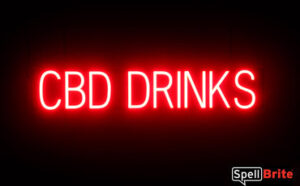 Red LED CBD DRINKS Sign, Neon Sign Look with LED Lights