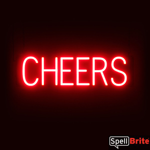 Red LED CHEERS Sign, Neon Sign Look with LED Lights