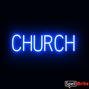 Blue LED CHURCH Sign, Neon Sign Look with LED Lights