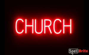 Blue LED CHURCH Sign, Neon Sign Look with LED Lights