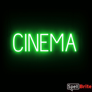 Green LED CINEMA Sign, Neon Sign Look with LED Lights