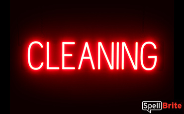 Red LED CLEANING Sign, Neon Sign Look with LED Lights