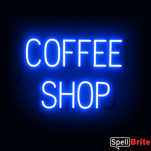 Blue LED COFFEE SHOP Sign, Neon Sign Look with LED Lights
