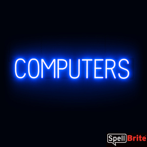Blue LED COMPUTERS Sign, Neon Sign Look with LED Lights