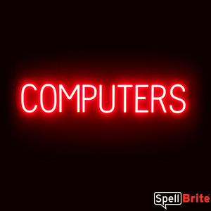 Red LED COMPUTERS Sign, Neon Sign Look with LED Lights