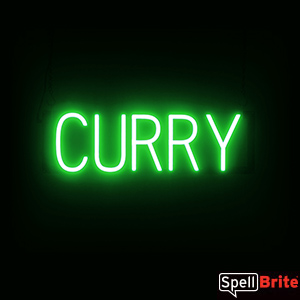 Green LED CURRY Sign, Neon Sign Look with LED Lights