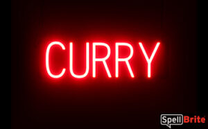 Red LED CURRY Sign, Neon Sign Look with LED Lights