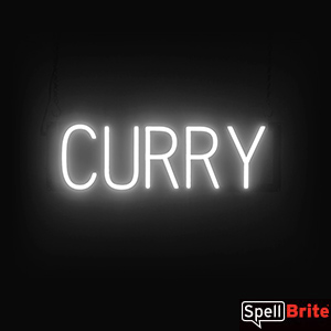 White LED CURRY Sign, Neon Sign Look with LED Lights