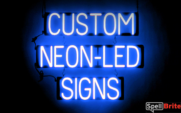 CUSTOM NEON-LED SIGNS in Blue, Neon look, LED performance