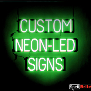 CUSTOM NEON-LED SIGNS in Green, Neon look, LED performance