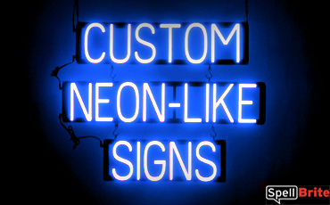 CUSTOM NEON-LIKE LED SIGNS in Blue, Neon Look