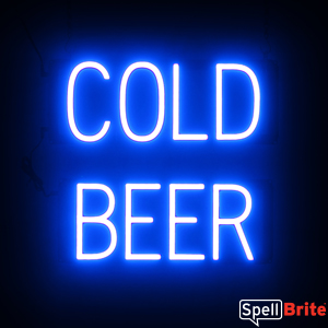 Blue LED COLD BEER Sign, Neon Sign Look with LED Lights
