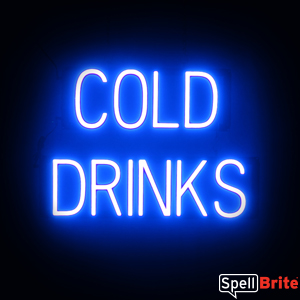 Blue LED COLD DRINKS Sign, Neon Sign Look with LED Lights