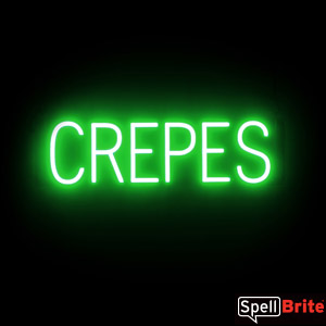 Green LED CREPES Sign, Neon Sign Look with LED Lights