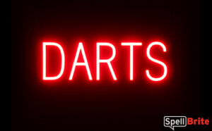 Red LED DARTS Sign, Neon Sign Look with LED Lights