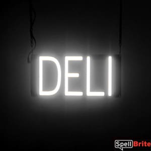 DELI LED Sign in White, Neon Look