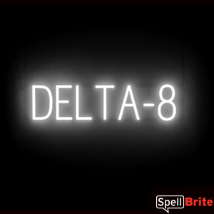 White LED DELTA-8 Sign, Neon Sign Look with LED Lights