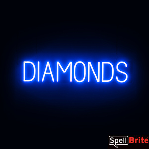 Blue LED DIAMONDS Sign, Neon Sign Look with LED Lights